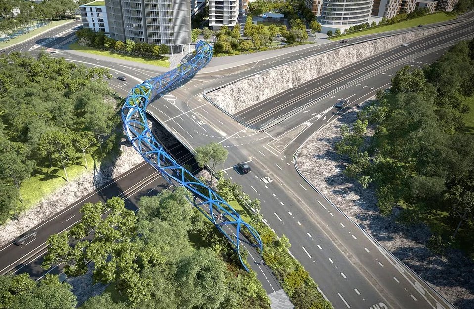 Work begins on new $40m helix-shaped cycle and pedestrian bridge in NSW